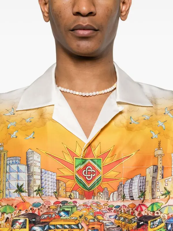 Casablanca Traffic Silk Shirt - Orange