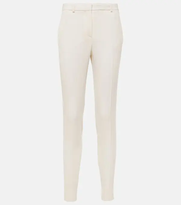 Versace High-rise Slim Wool Pants - White