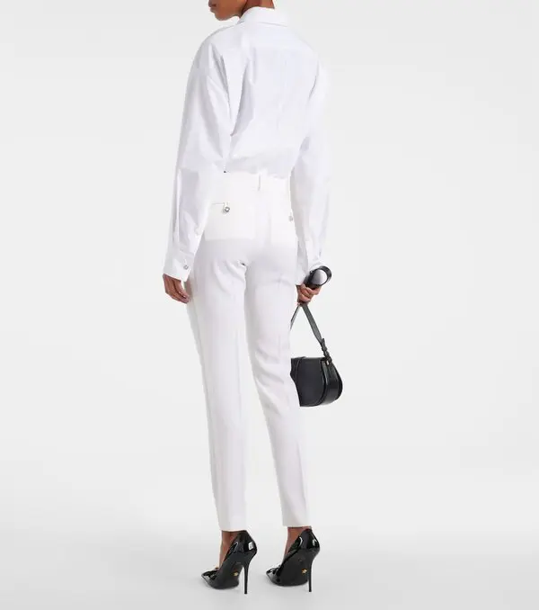 Versace High-rise Slim Wool Pants