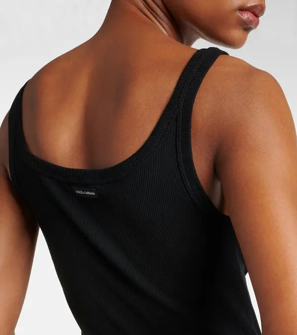 Dolce & Gabbana Ribbed Cotton Tank Top - Black