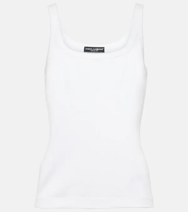 Dolce & Gabbana Ribbed Cotton Tank Top - White