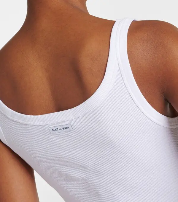 Dolce & Gabbana Ribbed-knit Cotton Tank Top - White