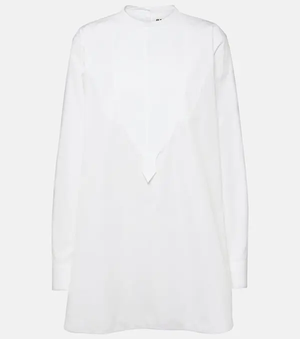 JIL SANDER Embroidered Cotton Poplin Blouse - White