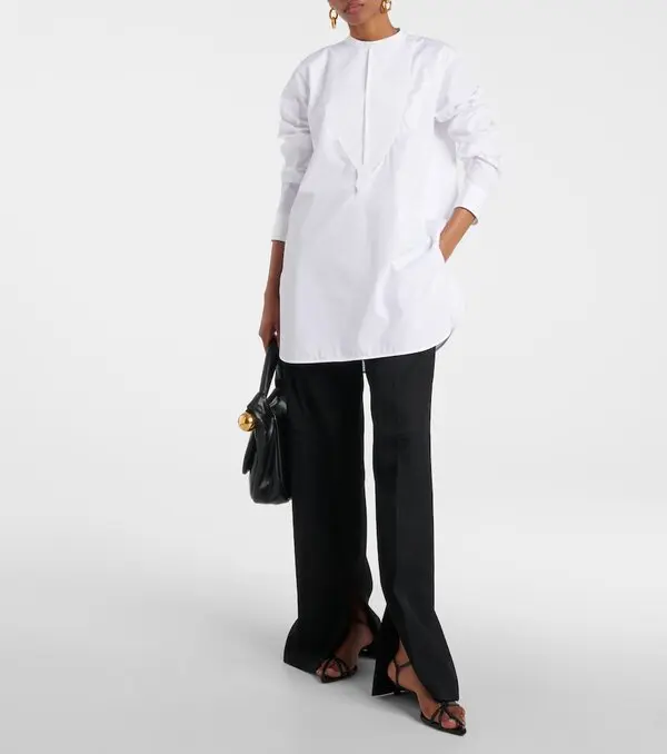 JIL SANDER Embroidered Cotton Poplin Blouse