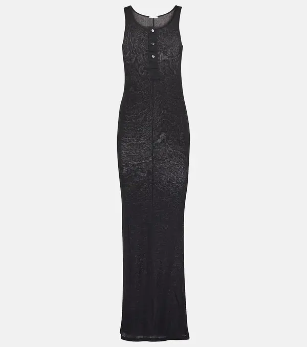AMI Paris Knitted Cotton Maxi Dress - Black