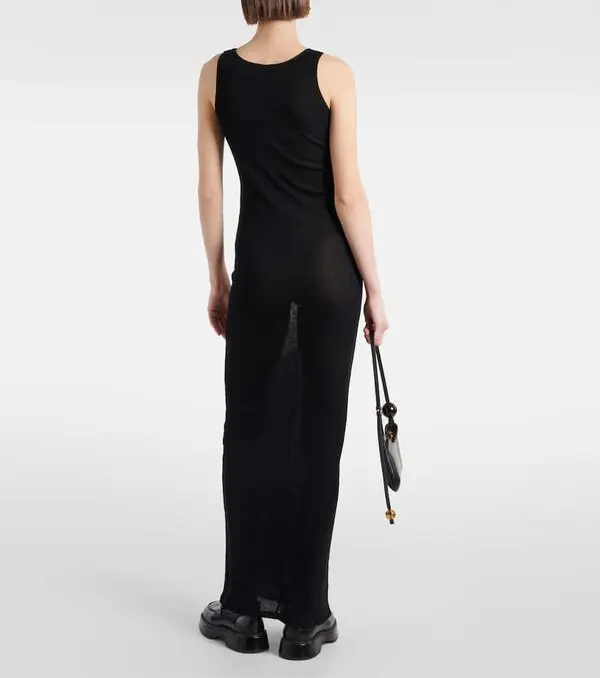 AMI Paris Knitted Cotton Maxi Dress - Black