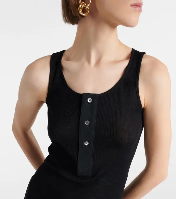 AMI Paris Knitted Cotton Maxi Dress - Black