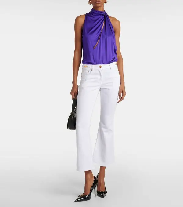 Versace Embellished Low-rise Flared Jeans
