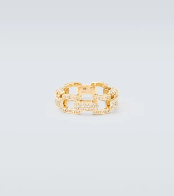 Shay Jewelry Deco Link Ring With Diamonds - Gold