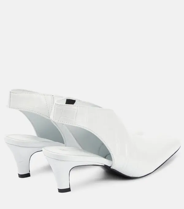 TOTEME The Croco Slim Leather Slingback Pumps - White