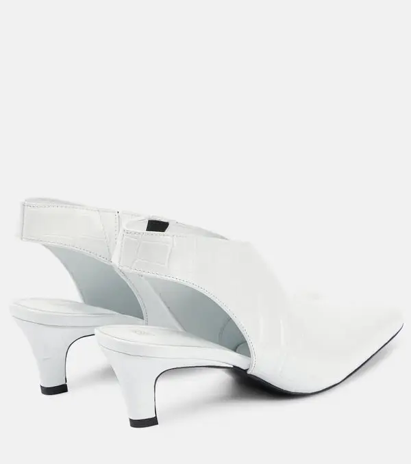 TOTEME The Croco Slim Leather Slingback Pumps - White