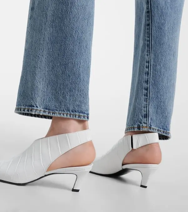 TOTEME The Croco Slim Leather Slingback Pumps - White