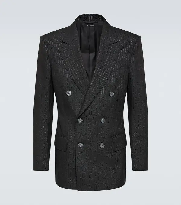 TOM FORD Atticus Striped Mohair-blend Jacquard Blazer - Black