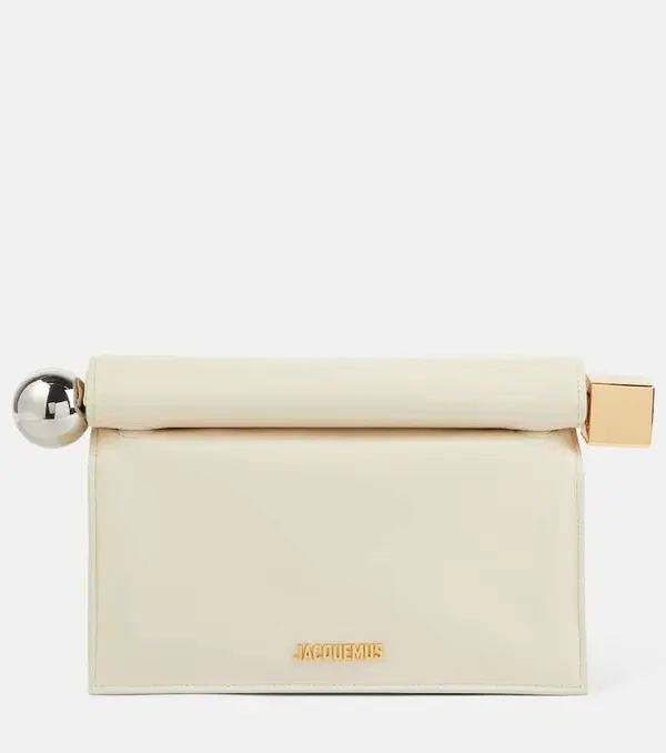 Jacquemus La Pochette Rond Carré Leather Clutch - White