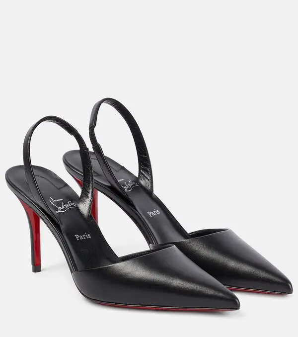 CHRISTIAN LOUBOUTIN Apostropha Leather Slingback Pumps - Black
