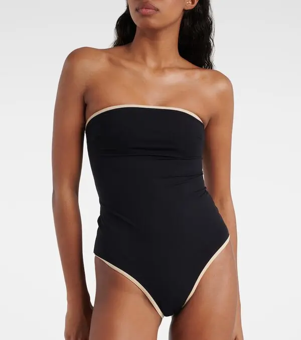 TOTEME Strapless Jersey Swimsuit - Black