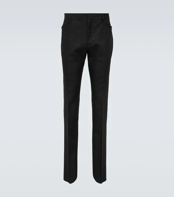 TOM FORD Atticus Striped Mohair-blend Jacquard Slim Pants