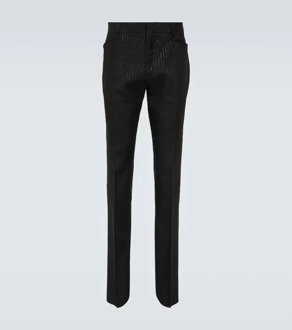 TOM FORD Atticus Striped Mohair-blend Jacquard Slim Pants