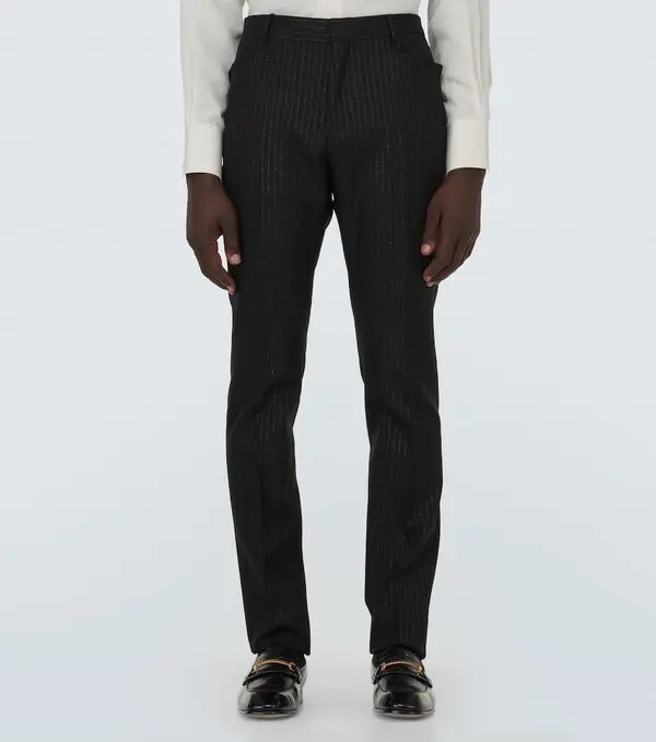 TOM FORD Atticus Striped Mohair-blend Jacquard Slim Pants