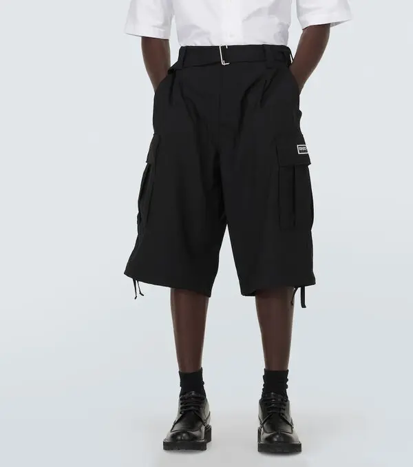 Kenzo Virgin Wool Cargo Shorts - Black