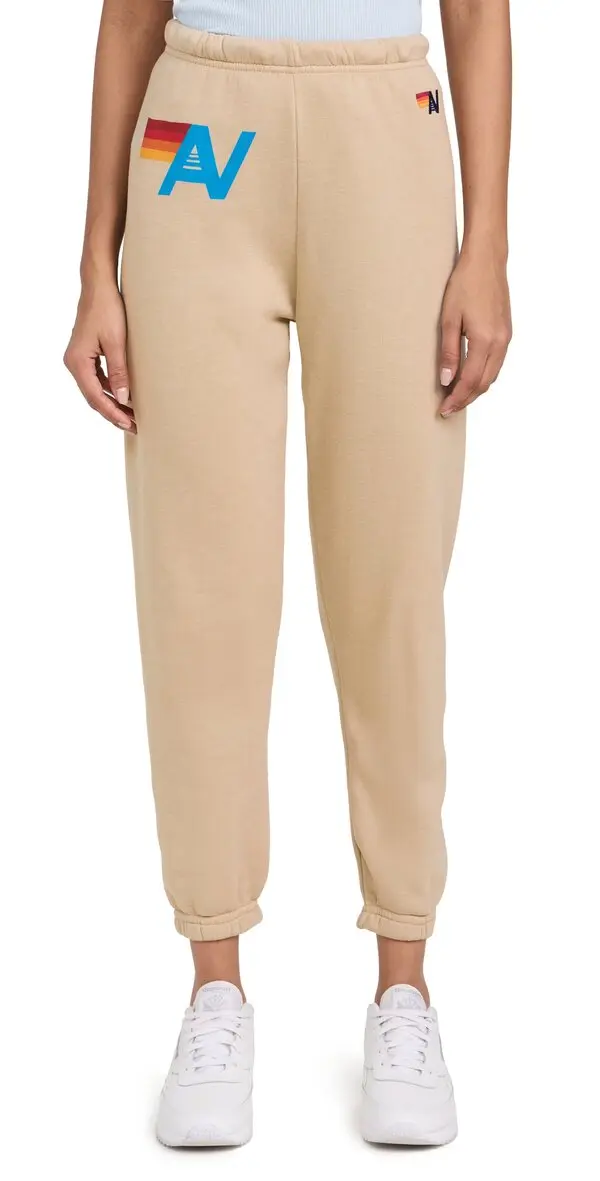 Aviator Nation Rainbow Logo Sweatpants - Sand