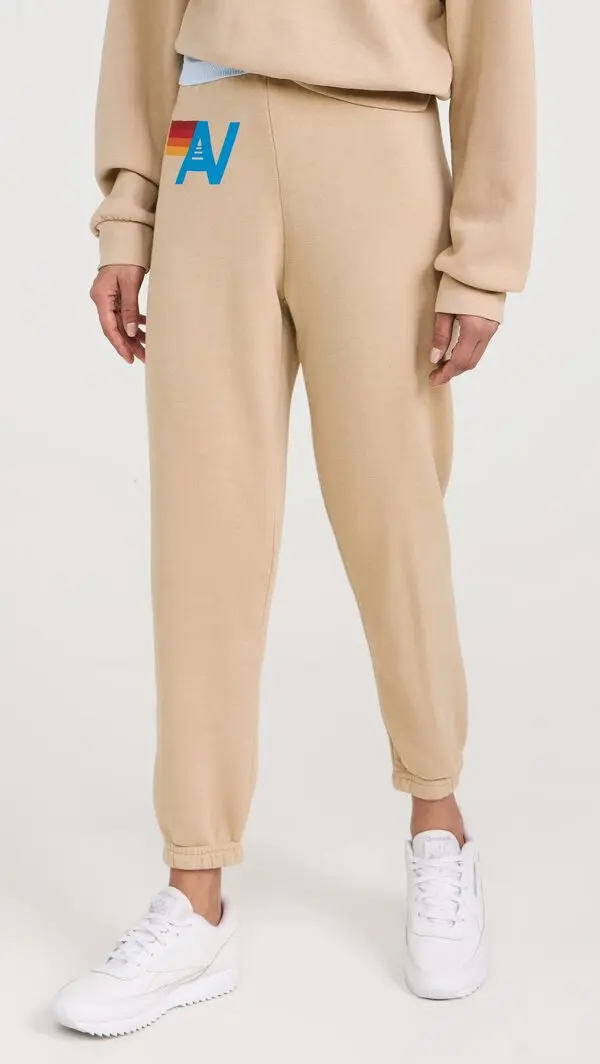 Aviator Nation Rainbow Logo Sweatpants - Sand