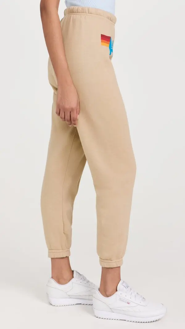 Aviator Nation Rainbow Logo Sweatpants - Sand