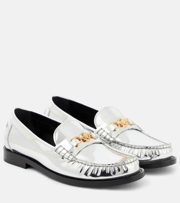 Versace Medusa '95 Metallic Leather Loafers - Silver