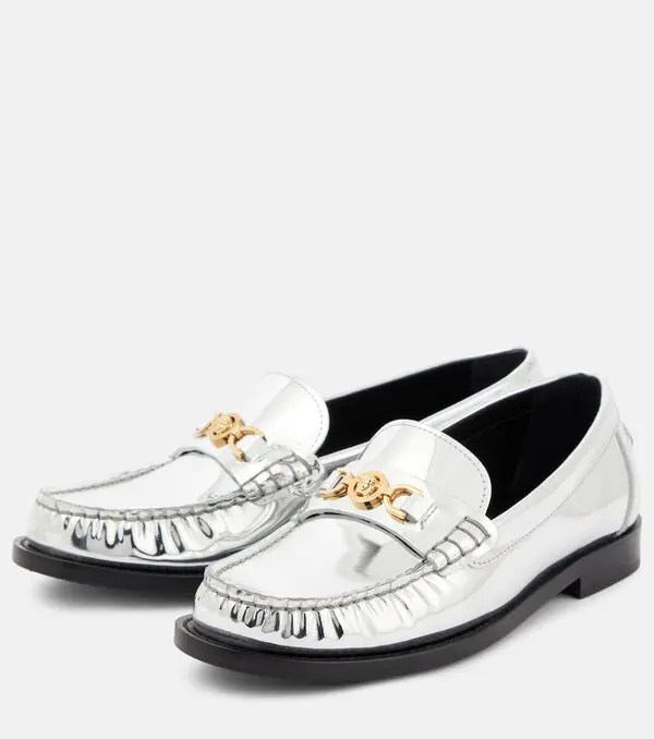 Versace Medusa '95 Metallic Leather Loafers - Silver