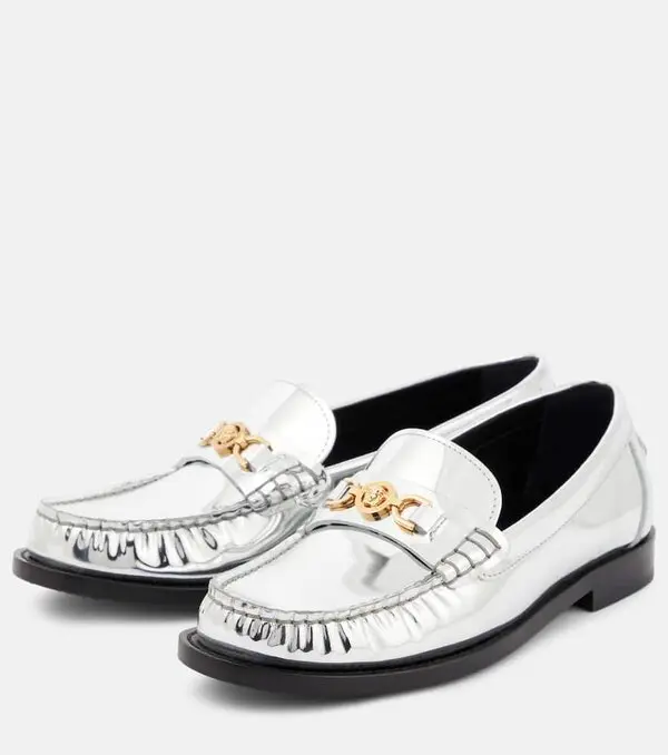 Versace Medusa '95 Metallic Leather Loafers - Silver
