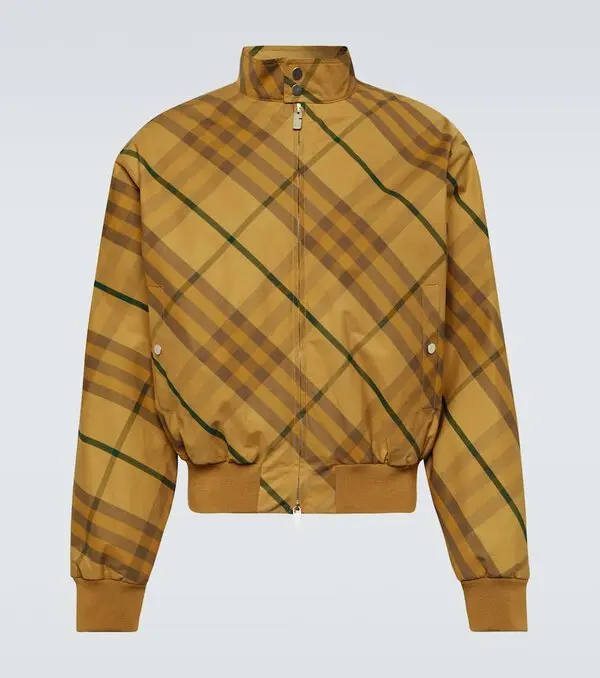 Burberry Check Cotton Twill Bomber Jacket - Yellow