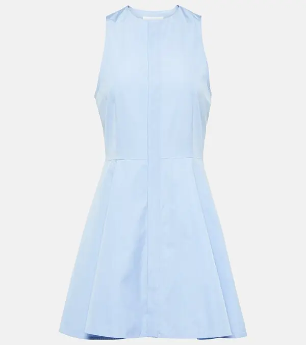 AMI Paris Godet Cotton Poplin Shirt Dress - Blue