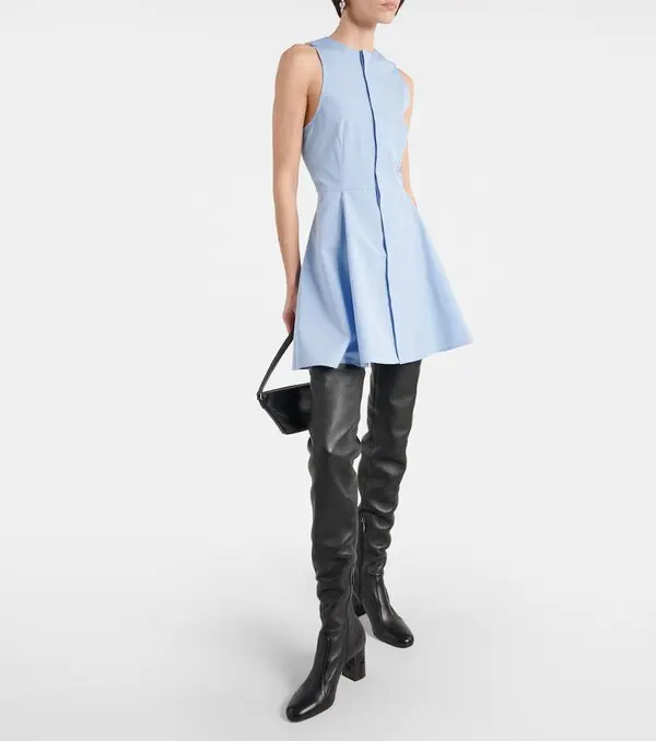 AMI Paris Godet Cotton Poplin Shirt Dress - Blue
