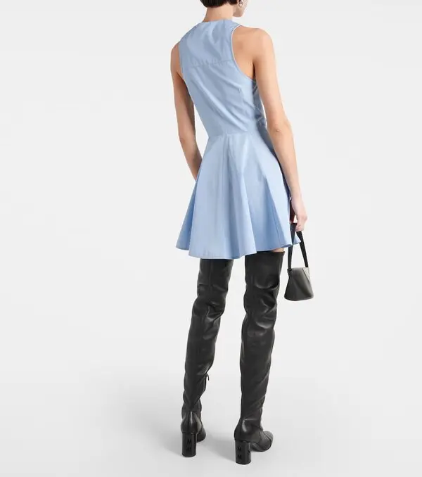 AMI Paris Godet Cotton Poplin Shirt Dress - Blue