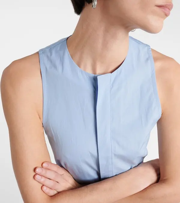 AMI Paris Godet Cotton Poplin Shirt Dress - Blue