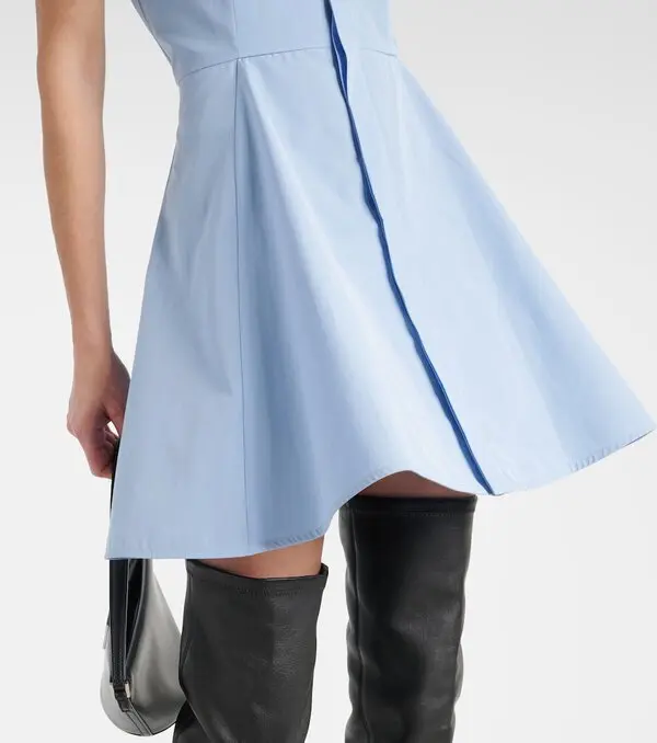 AMI Paris Godet Cotton Poplin Shirt Dress - Blue