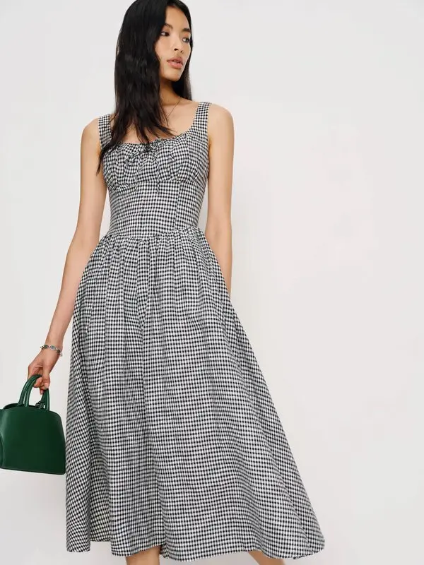 REFORMATION Balia Linen Dress - Black