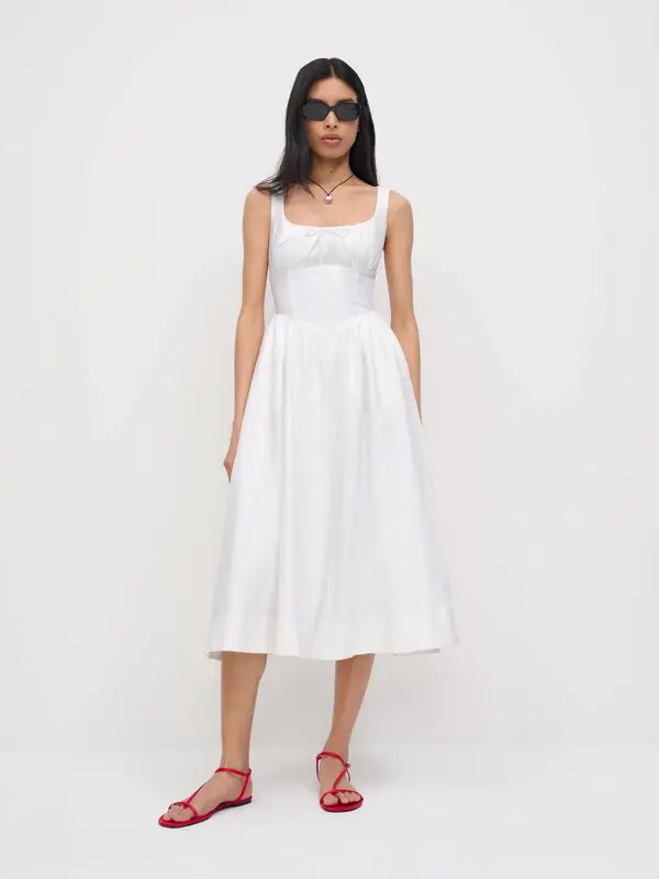 REFORMATION Balia Linen Dress - Ivory