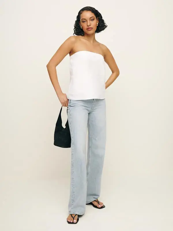 REFORMATION Mollie Linen Top - Ivory