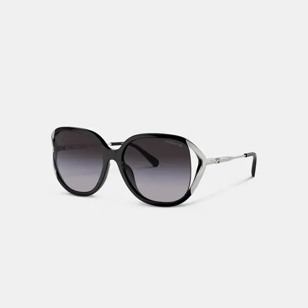 COACH Bandit Oversized Square Sunglasses - Black/silver