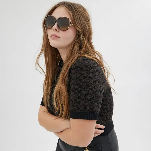 COACH Bandit Oversized Square Sunglasses - Dark Tortoise/gold