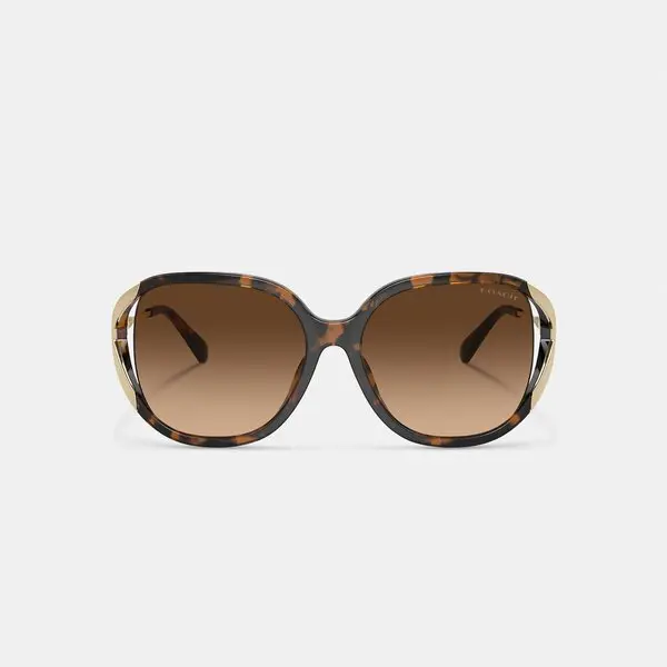COACH Bandit Oversized Square Sunglasses - Dark Tortoise/gold