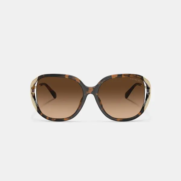 COACH Bandit Oversized Square Sunglasses - Dark Tortoise/gold