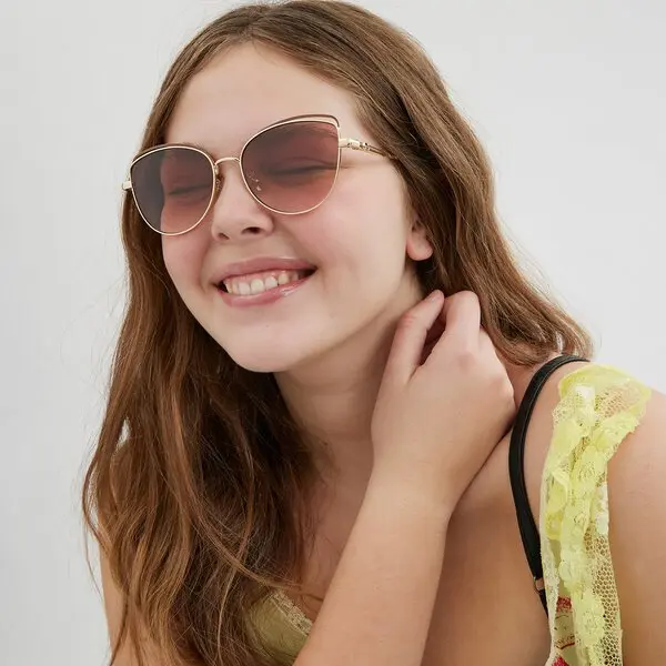 COACH Bandit Wire Oval Sunglasses - Pink/brown