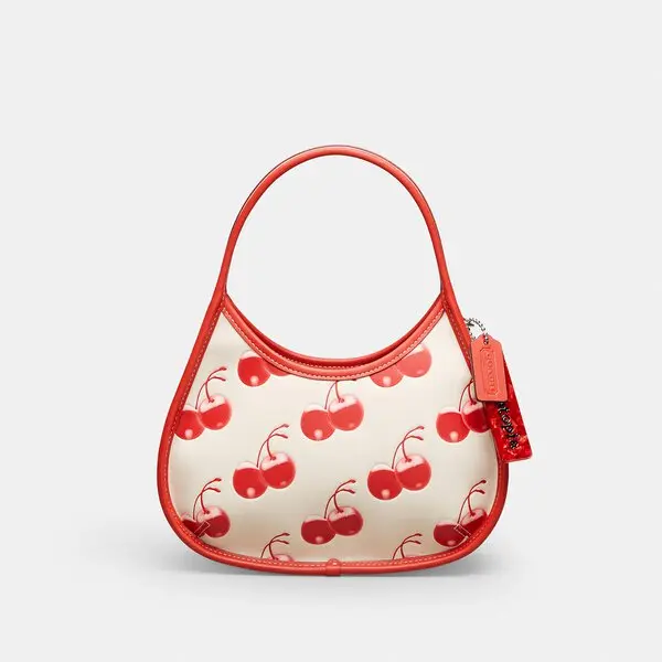 COACHTOPIA Ergo Shoulder Bag In Leather With Cherry Print - Cloud Multi