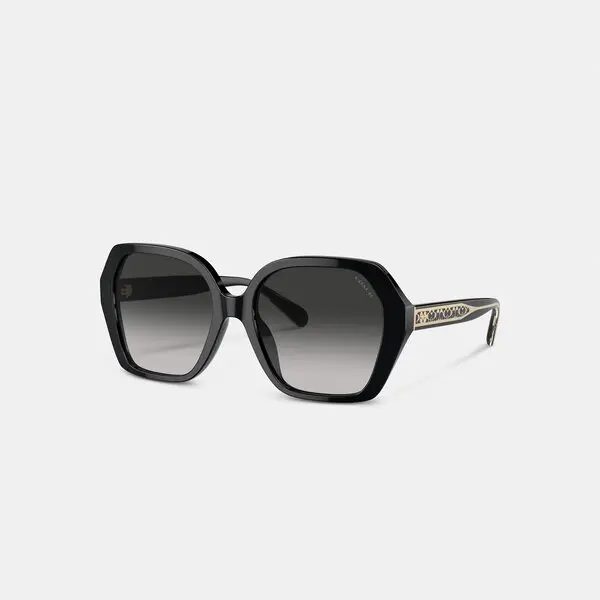 COACH Signature Ombré Geometric Square Sunglasses - Grey Gradient