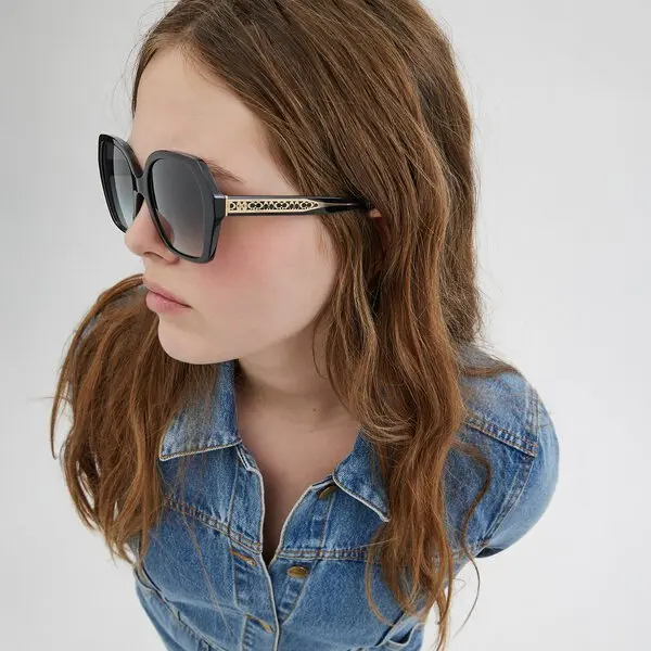 COACH Signature Ombré Geometric Square Sunglasses - Grey Gradient