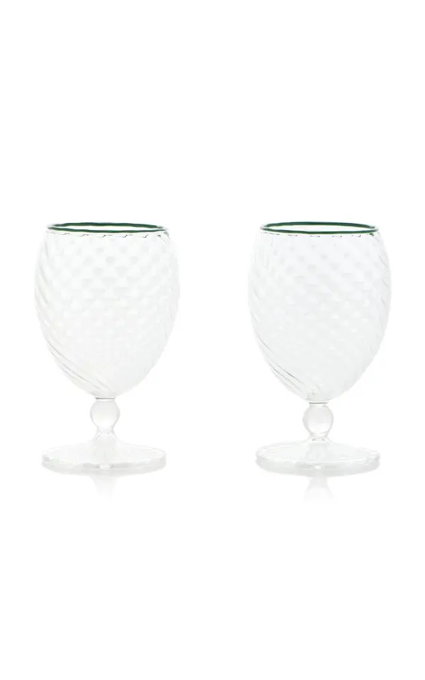 MODA DOMUS Nucleo Set-of-two Wine Glasses - Green