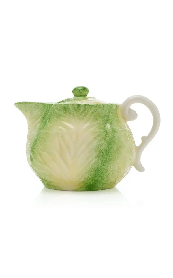 MODA DOMUS Handcrafted Ceramic Cabbage Tea Pot - Green