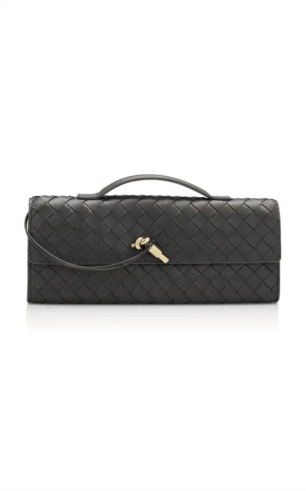 Bottega Veneta Long Andiamo Intrecciato Leather Clutch - Black